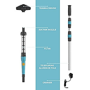 Marcytop Handheld Pool Vacuum, Cordless Rechargeable Stick Pool Cleaner, 4000mAH Battery Capacity, Ideal Pool Vacuum for Above Ground Pools, Hot Tub, Spa, for Sand and Debris