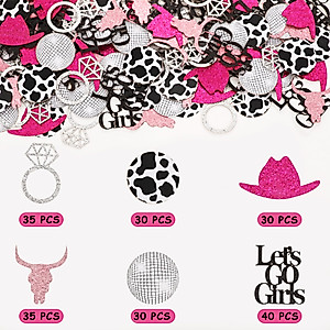 Let’s Go Girls Bachelorette Party Decorations, 200Pcs Let’s Go Girls Confetti for Table, Disco Cowgirl Western Nashville Bridal Shower Engagement Wedding Supplies