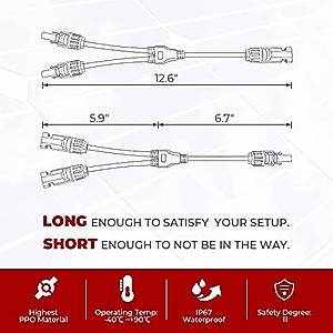 Solar Connectors Y Branch Parallel Adapter Cable Wire Plug Tool Kit for Solar Panel(1 Pair)