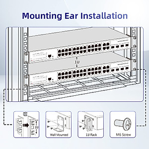 PhyinLan Rack Mount Kit Universal 1U Rack Ears with Adjustable Holes Distance, Compatible for Most Cisco, NETGEAR,Dell, D-Link, Linksys, TRENDnet and Buffalo Tech Switches