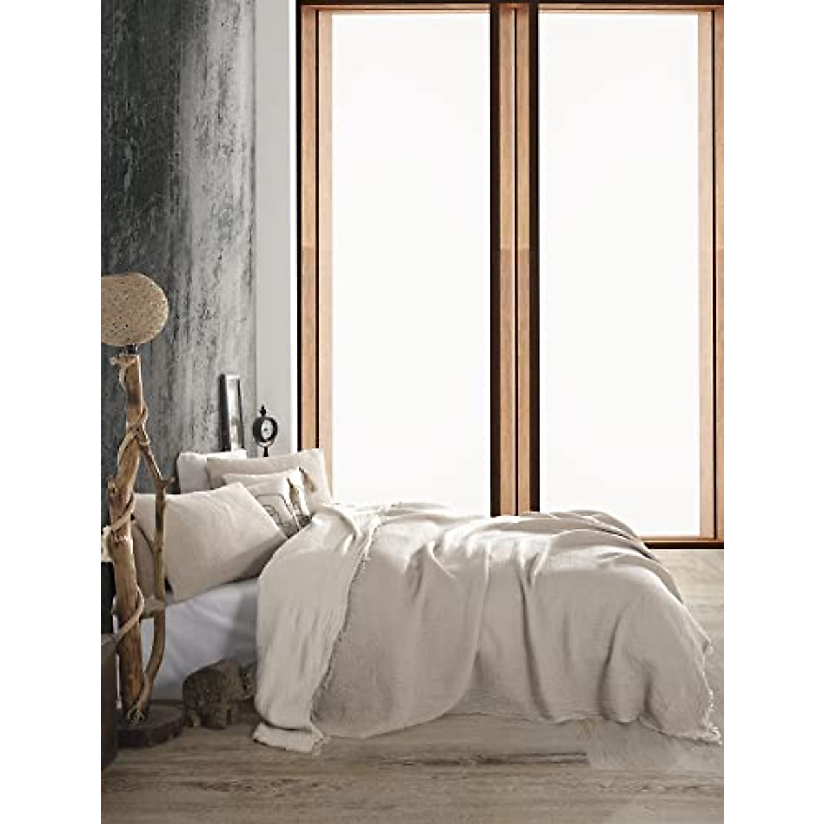 Soft King 4 and 8 Layer Gauze Rustic Bed Cover, Blue Soft Bedspread, Muslin Throw Blanket, Lightweight Blanket (Champagne, 95X106 Inches) (MTB001)