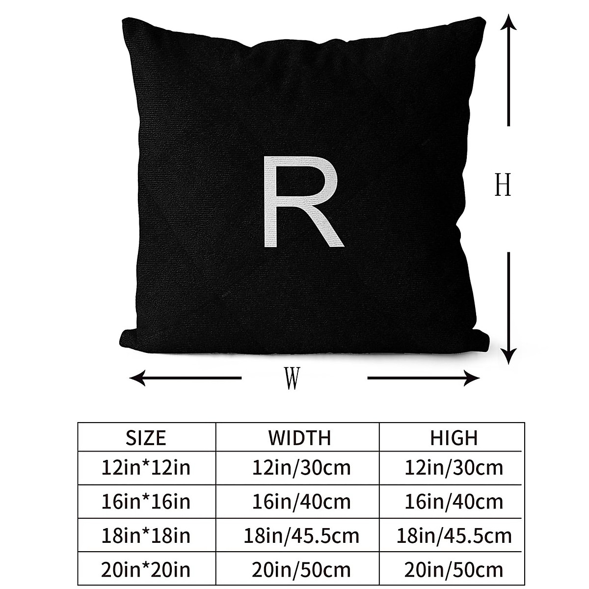 Snycler Black Pillow Cover Set of 2 Throw Pillow Case English Alphabet R 18x18 Inch Soft Throw Pillow Case Modern Cushion Cover Square Pillowcase Decoration for Sofa Bed Chair Car