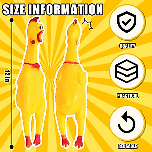 Honoson 32 Pcs 12'' Rubber Chicken Dog Toy Squeeze Screaming Chicken Toy Novelty Squeaky Squawking Loud Noise Makers for Adults Dogs Pets Reduce Separation Stress Anxiety(Yellow)