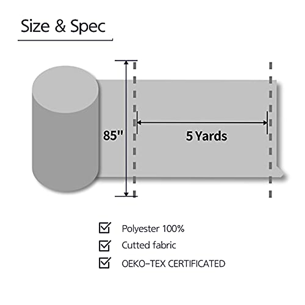 Waterproof Fabric by The Yard - 85" (White, 5 Yard) | Bedding Textile | White Fabric Tablecloth