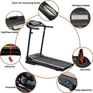 Folding Treadmill, 2.5HP Electric Treadmill for Home with Bluetooth and Incline, Portable Fitness Running Workout for Small Space Home Gym Equipment, MP3 (Black)