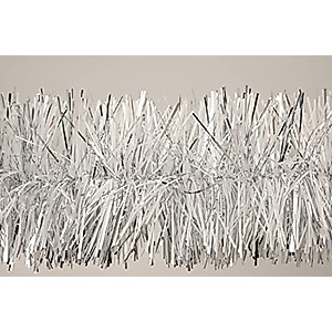 Lukigif 25 Feet Christmas Tree Twist Garland Sparkly Thick Metallic Tinsel Foil Wreath Hanging Decor for Parade Floats Christmas Eve Xmas Tree New Year Wedding Birthday Party, 4" x 25', Silver White