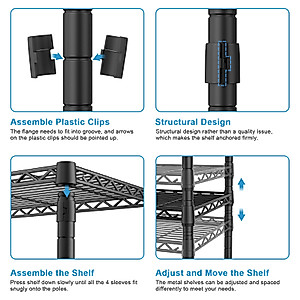 Ulif E4 Clothes Rack, Heavy-Duty Garment Rack, Metal Freestanding Clothing Organization Storage System Can Be L-Shaped with Shelves and Hangers, Max Load 920lbs, 71.6" W x 14.5" D x 79.3" H, Black