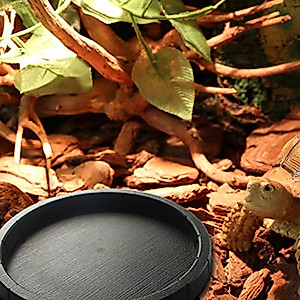 POPETPOP Reptile Feeder, Terraium Bowl Reptile Shallow Dish Plastic for Food and Water Feeding Dish for Snake Lizard Gecko Bearded Dragon Turtle 2Pcs