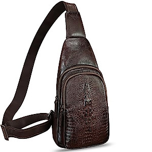 Genuine Leather Sling Bag Retro Crossbody Sling Backpack Handmade Chest Purse Daypack Cycling Fanny Pack (Coffee)