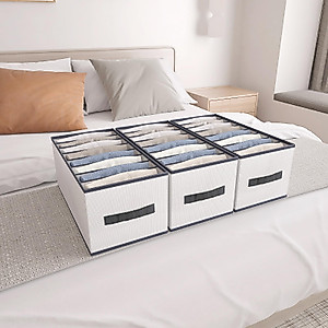 Bosuelife 3 Pack Wardrobe Clothes Organizer for Jeans Sized 0-10, 8 Compartments Waterproof Mesh Closet Organizer, Dimension 15-3/4" x 9-1/2"x 8" (Compartment width: 2")