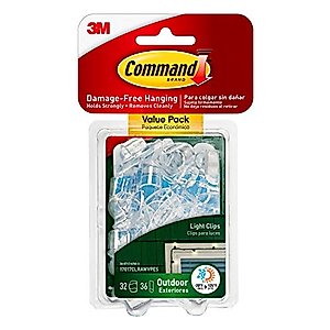 Command 17017CLRAWVPES Outdoor Light Clips, 32 clips, 36 strips