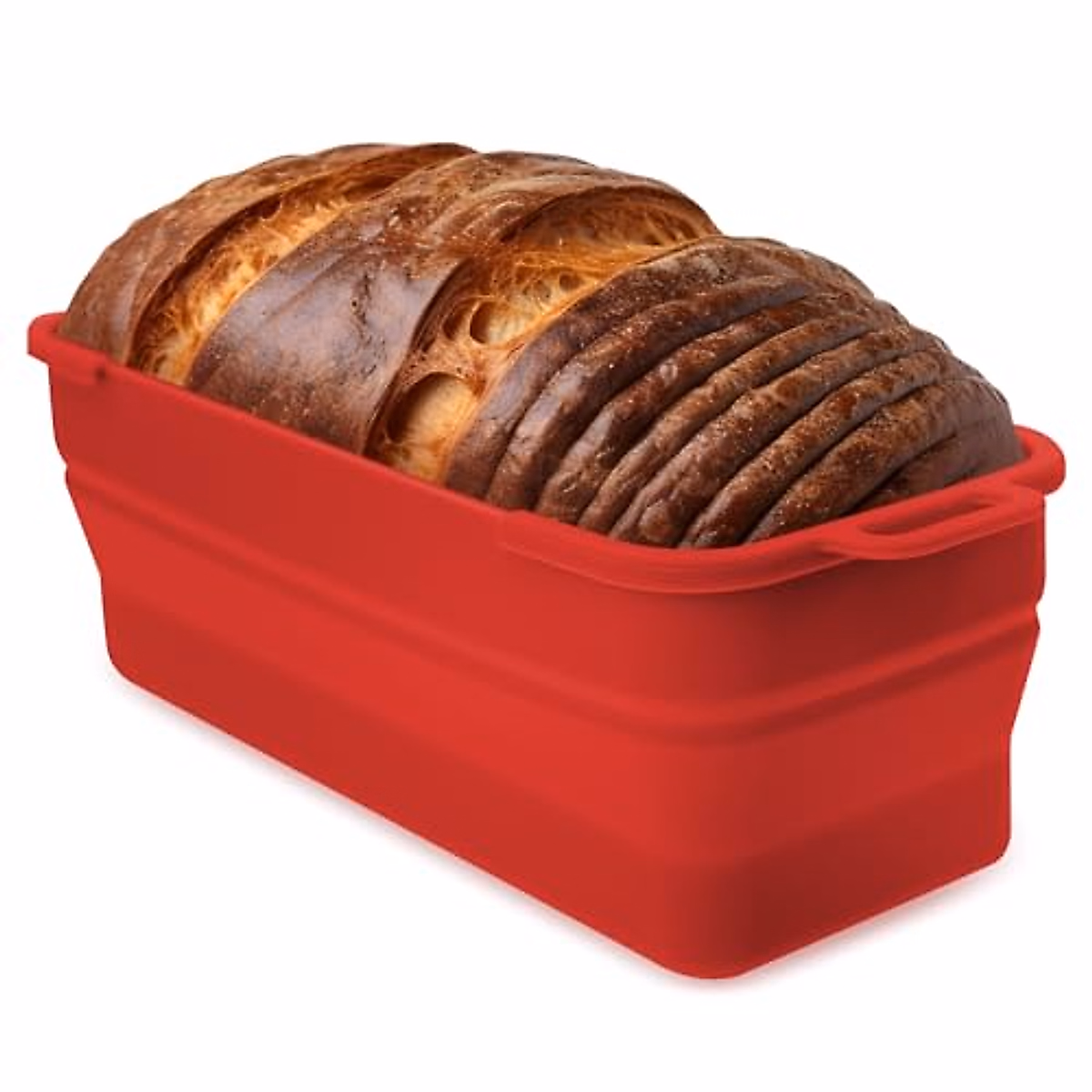 Silicone Bread Loaf Pan, 2 Pack Loaf Pans for Baking Bread, Non-Stick Silicone Baking Mold Easy Release for Homemade Breads, Cakes, Quiche Omelets, Meatloaf, etc. -8.2” X 3.3” X 2.7” (Red+LBlue)