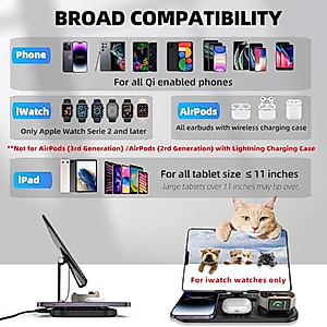 Wireless Charging Station for Apple, Wired Charger for iPad Charging Station, 4 in 1 Wireless Charging Stand Multiple Devices for iPhone 15 Pro Max 14 13 12, iWatch 8 7 6 5 4 3 2 Se, Airpods 3 2 Pro