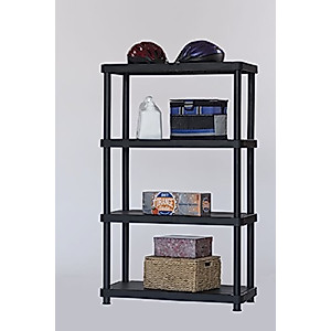 Keter 16 in. 4-Tier Plastic Freestanding Shelving Unit, Black, 16 Inch