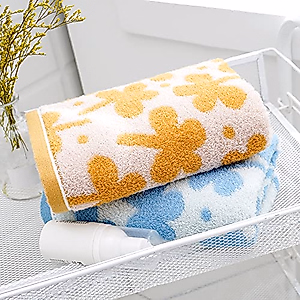 sense gnosis Clovers Pattern Yellow Hand Towels 100% Cotton Decorative Thin Hand Towel Set of 2 for Bathroom 13 x 29 Inch