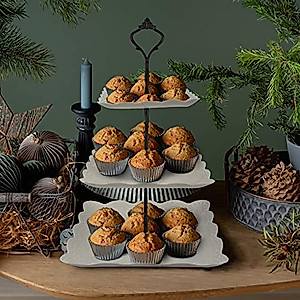 Lucky Will 3 Tier Cupcake Stand Plastic Tiered Tray Dessert Cakes Snacks Display Tower Tray for Halloween Wedding Birthday Party Tea Party (Black New Crown,Square)