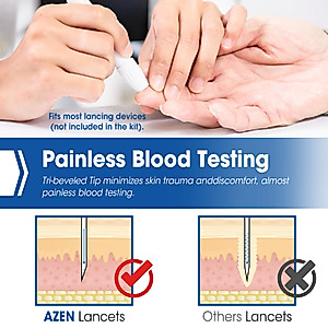 AZEN 350 Pcs Lancets for Diabetes Testing, 30 Gauge Multicolored Blood Sugar Lancets, Diabetic Lancets for Lancing Device