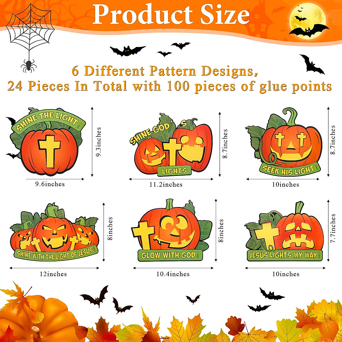 24 Pcs Thanksgiving Pumpkin Cutouts Halloween Jesus Cutouts Decor Thanksgiving Cardboard Door Sign Fall Autumn Wall Religious Holiday Decor for Christian Classroom Bulletin Board Party Favor Supplies