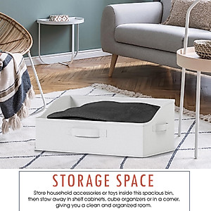 Ornavo Home 6 Pack Collapsible Trapezoid XLarge Storage Bins, Foldable Fabric Shelf Storage Basket Closet Organizer and Large Storage Box for Clothes with Handles, White