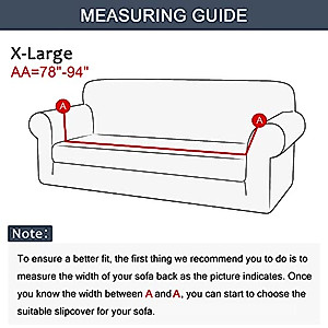 Stretch Sofa Slipcover, Soft Velvet Couch Sofa Cover Furniture Protector with Non Skid Foam and Elastic Bottom (Dark-Green, X-Large)