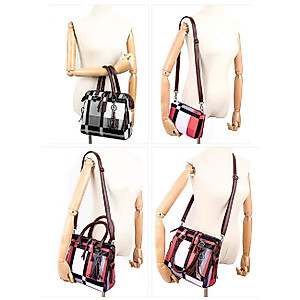 Luxury Handbags plaid Women Bags Designer Purses and Handbags Set 4 Pieces Bags Female Bolsa Feminina (Blue)