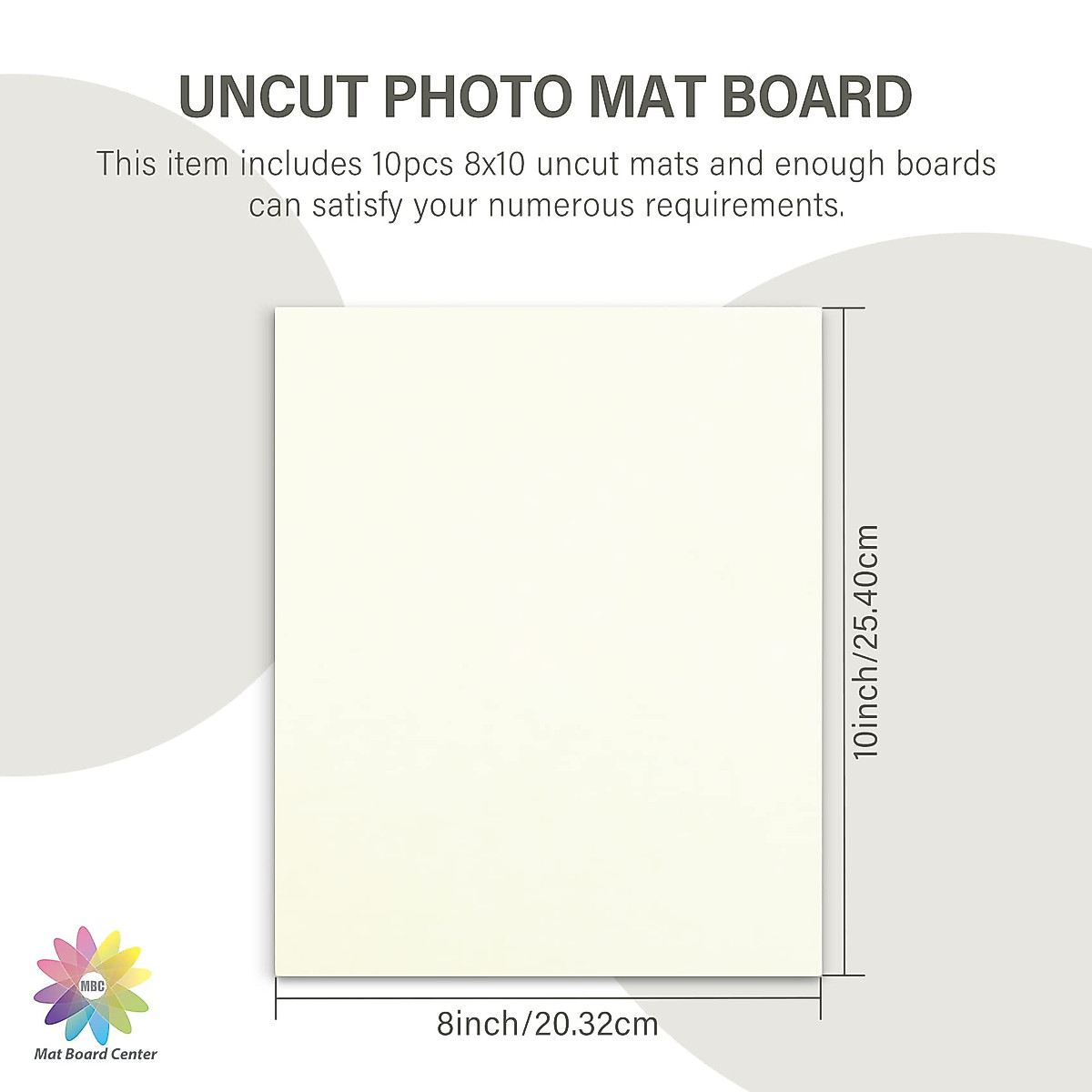 Mat Board Center, 10 Pack 8x10 Picture Backing Boards, Ivory Uncut Matt Boards, Ideal for Pictures/Prints/Frames/Arts