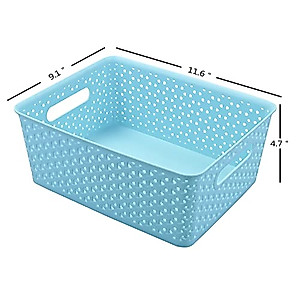 Rinboat Medium Colored Plastic Storage Baskets, 4 Packs