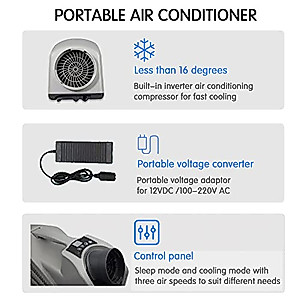 ELOMAS Portable Air Conditioners,24V 250W Mobile air Conditioner,Camping Rv Air Conditioner,Home AC Cooling Unit 2350 BTU,24V DC & 100-220VAC,3 Fan Speeds,LCD Display,for Camping Tent,Room,Car and RV