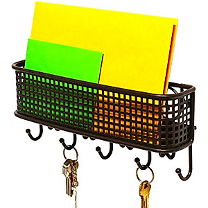 DecoBros Wall Mount Mail Letter and Key Rack Holder Organizer, Bronze