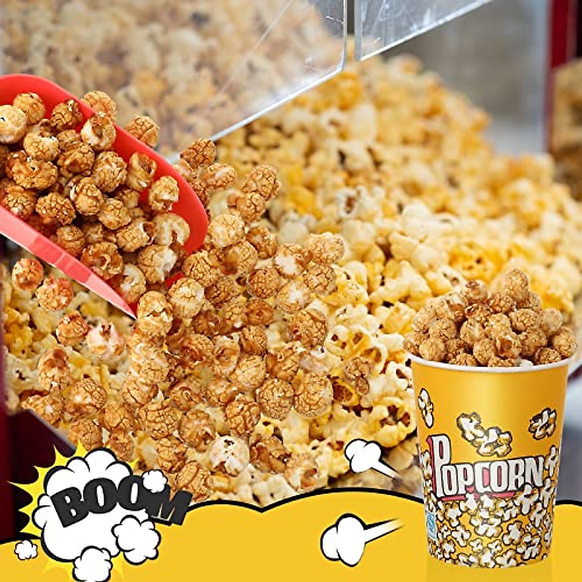 Colarr 31 Pack 32 oz Popcorn Buckets Reusable Popcorn Container Greaseproof Paper Popcorn Tub with Plastic Popcorn Scoop for Home, Theater Movie Night, Circus, Carnival Theme Party Decorations