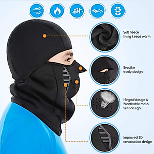 IRELIA Winter Windproof Fleece Ski Mask Balaclava Headwear Motorcycle Thermal Face Mask Bandanas Black