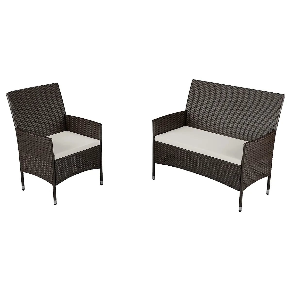 Edenbrook Bayview Rattan Patio Furniture - Outdoor Furniture Set, Set of Three: Loveseat and 2 Chairs, Brown Rattan/Cream