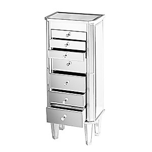 SEI Furniture Mirrored Jewelry Armoire Southern Enterprises Margaux MirroredArmoire, Silver, (AMZ2157SJ)