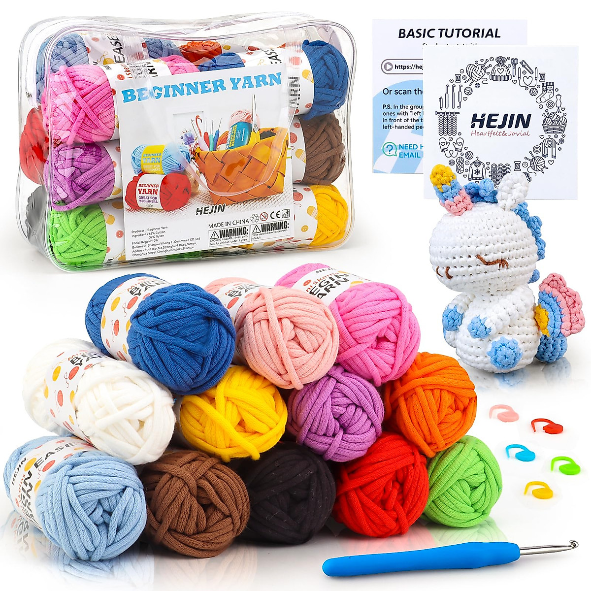 12PACK Yarn for Crocheting and Knitting - 360 Yards of Cotton Yarn for Crocheting and Knitting Mini Project; Worsted-Weight Medium #4; Cotton-Nylon Blend Yarn for Beginners Crochet Kit Making