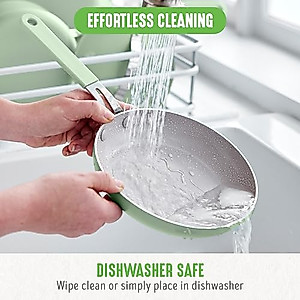 GreenLife Dream 8" & 10" Healthy Ceramic Nonstick Frying Pan Set, PFAS-Free, PFOA-Free, Dishwasher & Oven Safe, Stay-Cool Handles, Durable, Versatile Cooking, Easy Clean, Sage Green