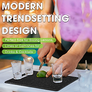 2 Pcs Small Cutting Board for Kitchen Mini Plastic Cutting Board Set Bar Dishwasher Safe Granite Color Cutting Board for Camping Food Fruits Prep Vegetables Easy Grip (Black, 6" x 10")