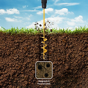 NAFOGAR Garden Auger Drill Bit for Planting - 2"(D) x14.5"(L) - Post Hole Digger Drill Auger for Gardening Bulbs, Flowers, and Bedding Plant - Made to Fit in Any 3/8 Hex Drill (Yellow)