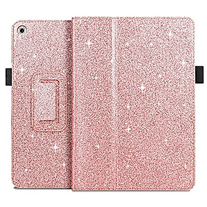 Fingic for iPad Mini 5 Case 2019, iPad Mini 1 2 3 Case with Pencil Holder Glitter Sparkle PU Leather Folio Stand Protective Cover with Auto Sleep/Wake for iPad Mini 5/3/2/1, Rose Gold
