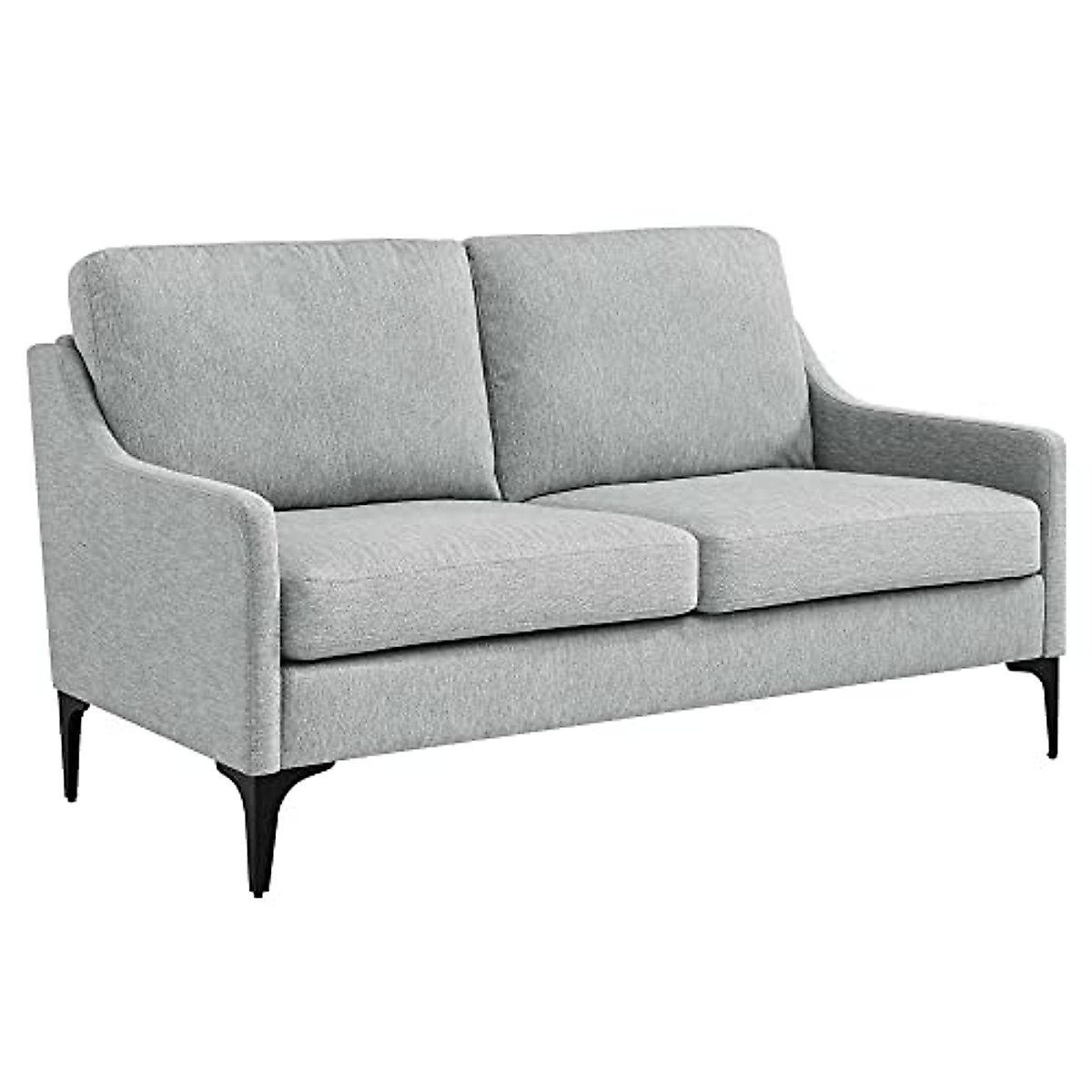 Modway Corland Upholstered Fabric and Metal Loveseat in Light Gray