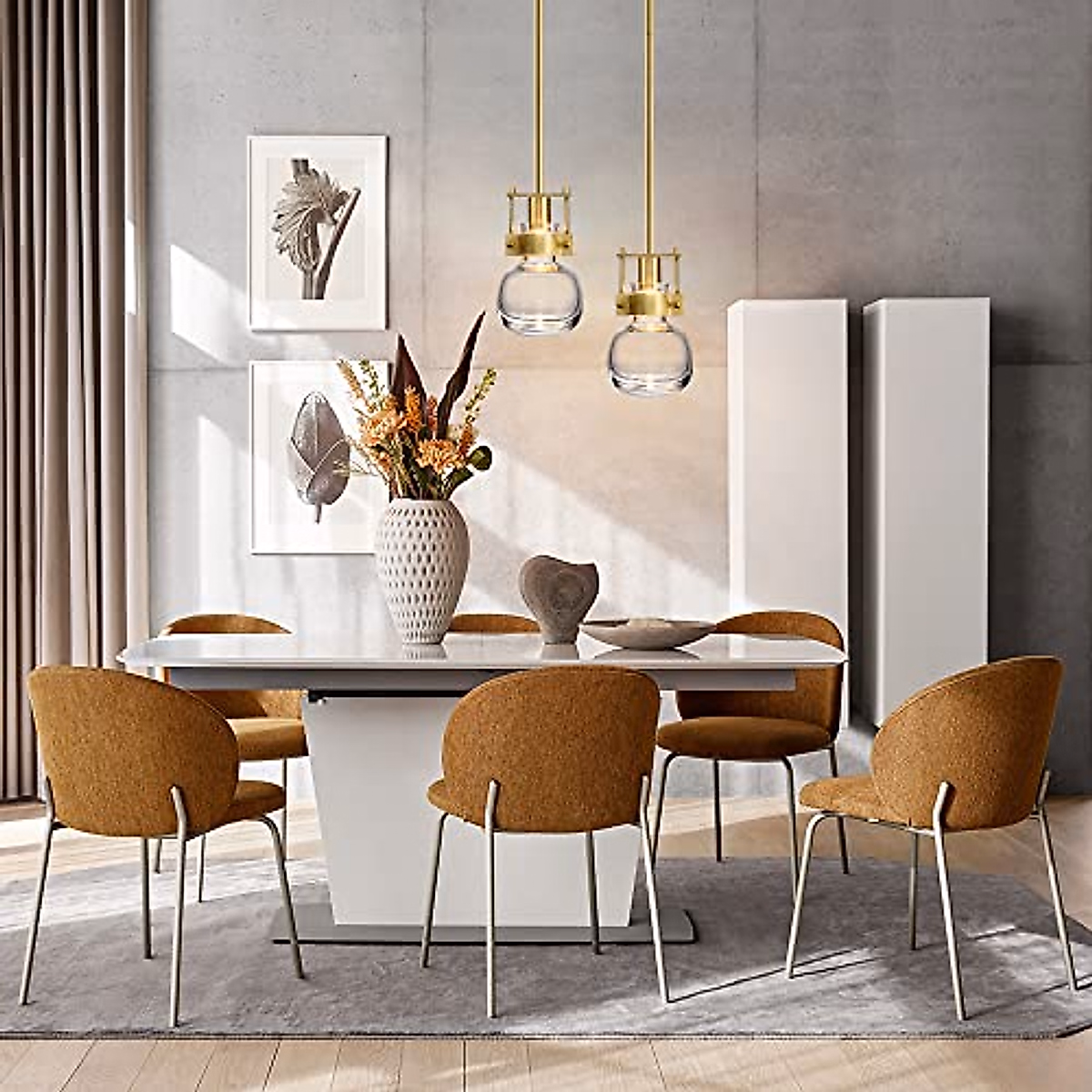 BUNKOS Modern Gold Pendant Light Hand Blown Glass Pendant Lighting for Kitchen Island Mini Globe Hanging Light Fixture in Brushed Brass Finished