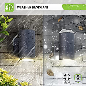 ASD E26 Base Socket Wall Mount Light Fixture | Round Cylinder Sconce | 8 Inch 60W 120V A19 Bulb | Up or Down Lighting, Outdoor Lamp, Decoration Lantern, Waterproof, ETL | Black