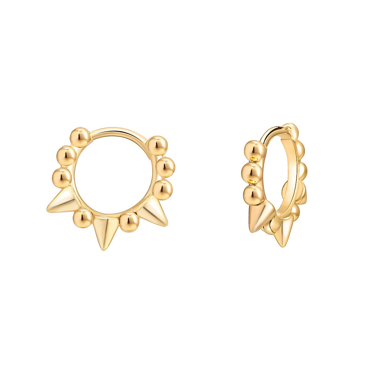 Spike Hoop Earrings Huggie Stud 14K Gold Plated Rivet Simple Earrings For Women