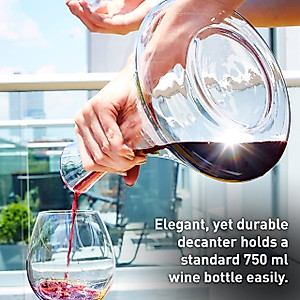 LEVARE Electric Aerator and Glass Decanter Set, Smart Swirl Aerating Base Ages Wine in Minutes, Premium Aeration for Sommeliers, Wine Enthusiasts (Piano Black)