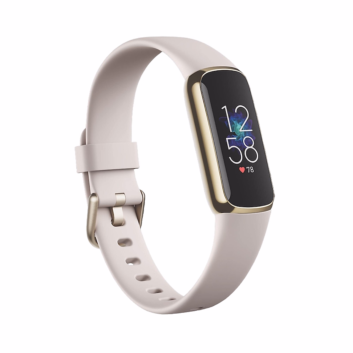 Fitbit Luxe Fitness and Wellness Tracker with Stress Management, Sleep Tracking and 24/7 Heart Rate, One Size S L Bands Included, Lunar White/Soft Gold Stainless Steel, 1 Count (Renewed)