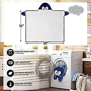 Penguin Wearable Hooded Blanket for Adults – Super Soft Warm Cozy Plush Flannel Fleece & Sherpa Hoodie Throw Cloak Wrap - Penguin Gifts for Women Adults Girls and Kids