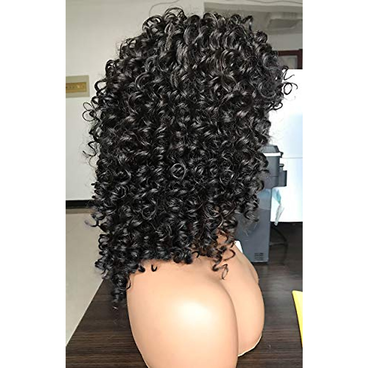 CiCi Short Curly Wigs For Black Women With Bangs Afro Short Kinky Curly Big Bouncy Hair Wig 12inch in Front 14 inch Back