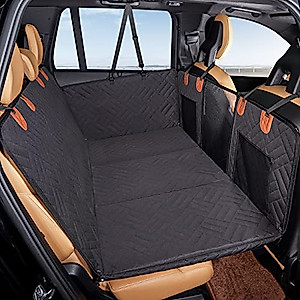 YJGF Back Seat Extender for Dogs,Dog Car Seat Cover for Back Seat Bed Inflatable for Car Camping Air Mattress,Dog Hammock for Car Travel Bed,Non Inflatable Car Bed Mattress for Car SUV Truck (Black)