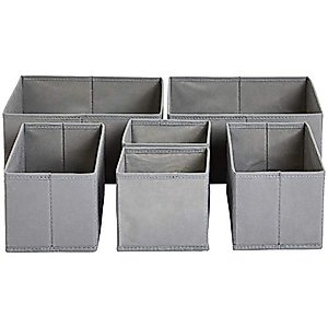 Amazon Basics Cloth Drawer Storage Organizer Boxes, Set of 6
