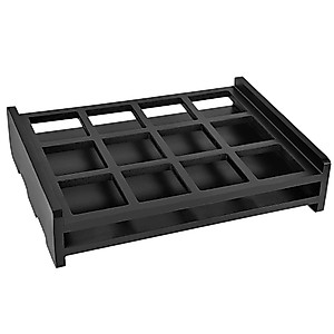 Shot Glass Holder, 12 Storage Holes Party Server Vintage Black Wood Shot Glass Tray (Shot Glass Not Included)