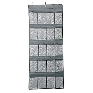 Laura Ashley Non-Woven 20 Pocket Shoe Organizer | Almeida Closet Storage | Foldable | Great for Inside Closet | Hung Behind Door | Organizes Shoes | Sneakers | Accessories | Dove Grey